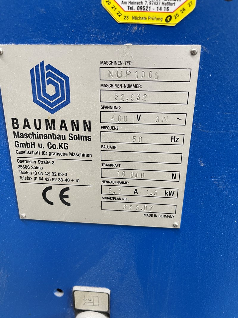 Used Baumann NUP 1000 lift | PressCity