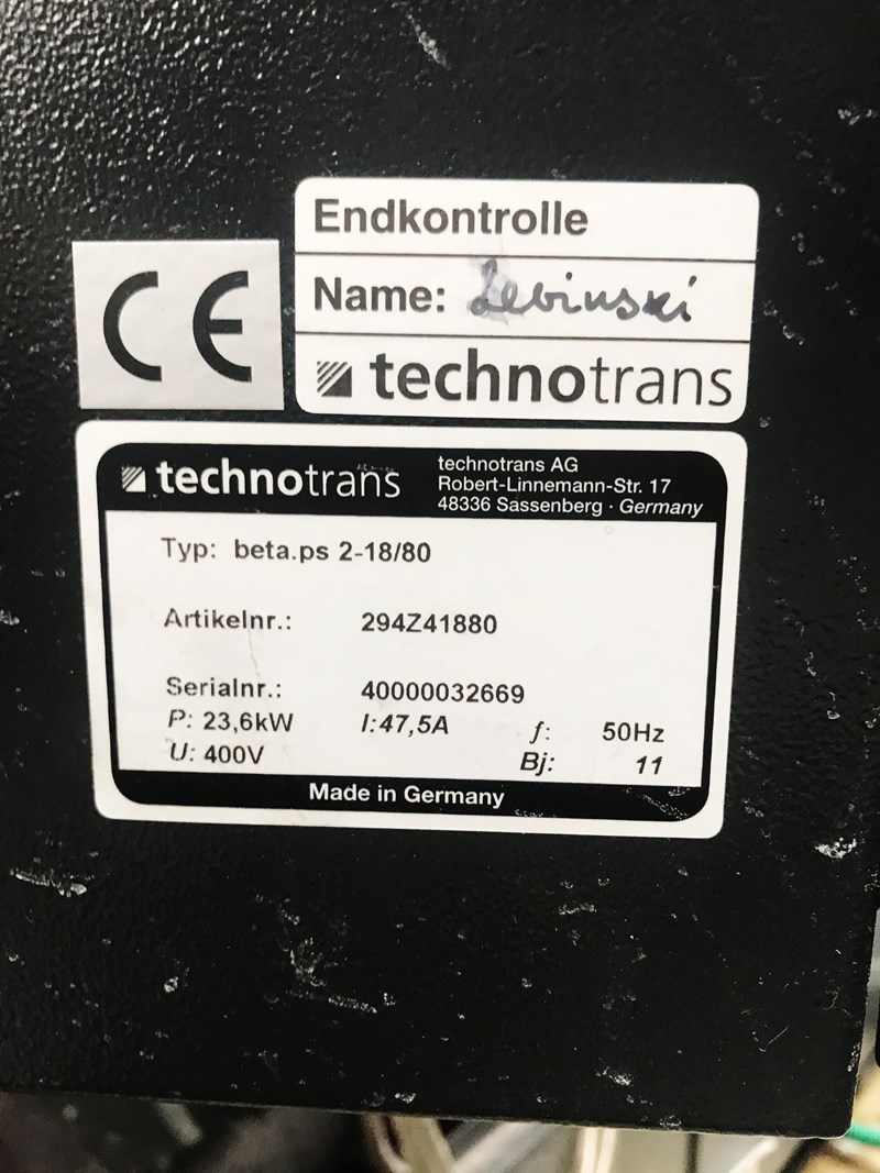 Used Technotrans beta.ps 2-18/80 + Chiller | PressCity