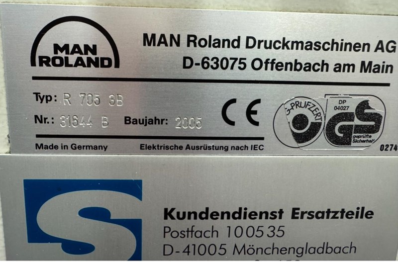 5 color Used Man Roland 705-3B+LV year 2005 | PressCity