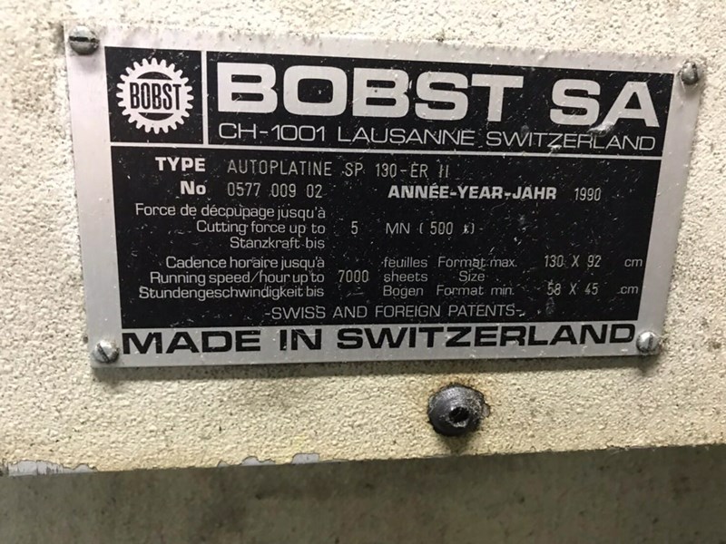 Used Bobst SP130-ER II Auto platen with Blanker year 1990 | PressCity