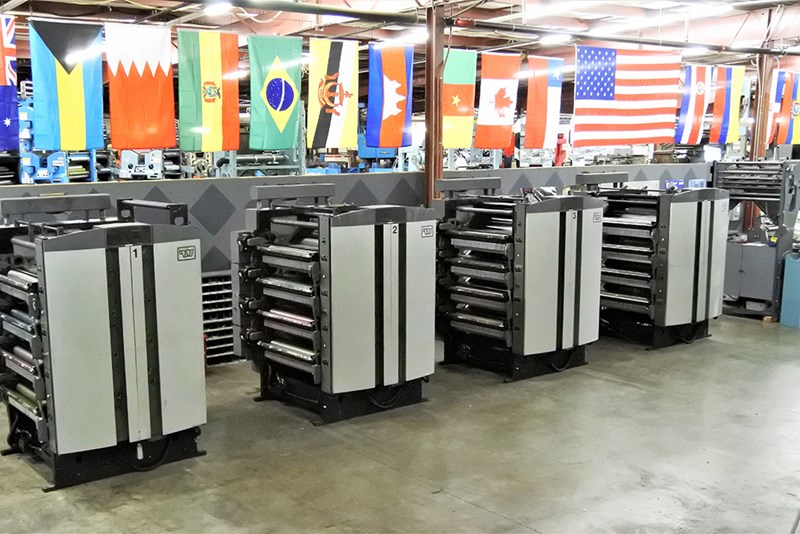 Used 22 3/4" (578mm) Quad-Stack 4 tower newspaper press year 2008 ...