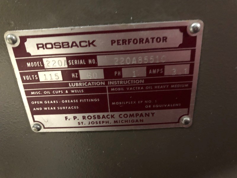 Used Rosback 220A True Line II Perf Slit Score Crease Machine | PressCity