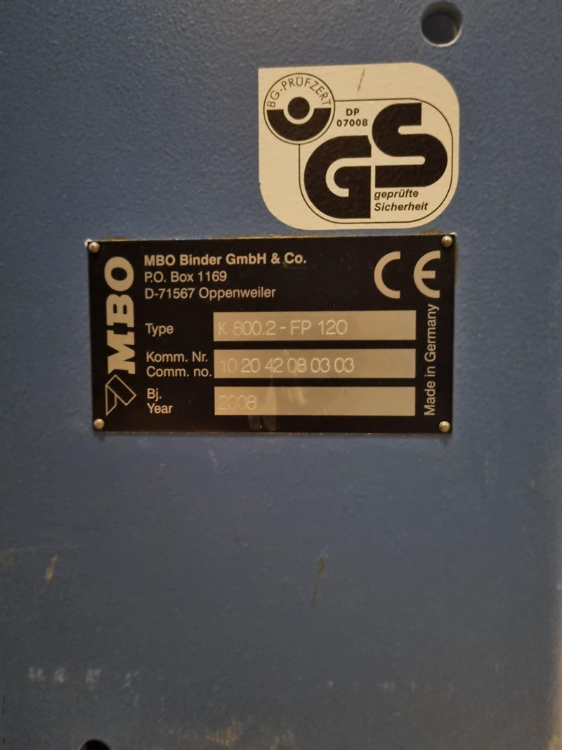 Used MBO K800.2 S KTL / 4 FP with Palamides Alpha 700 plus year 2008 ...