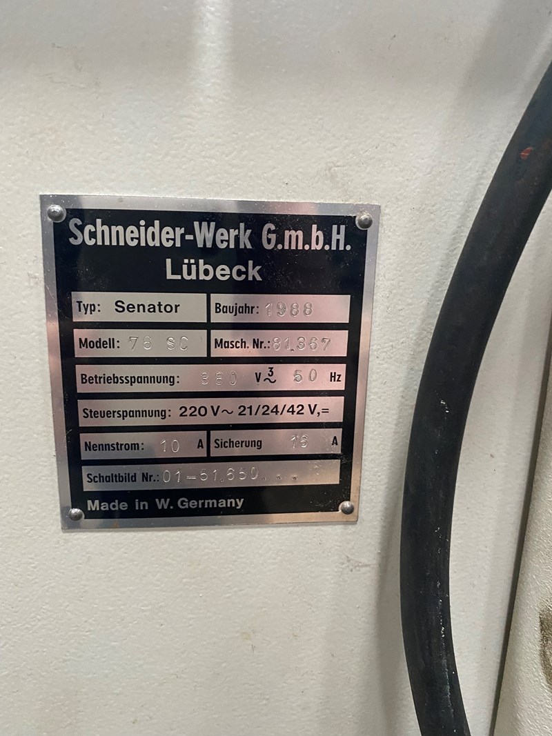 Used Schneider Senator 76 SC cutting machine year 1988 | PressCity