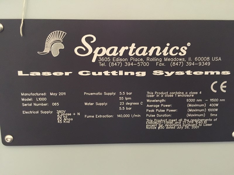 Used Spartanics Laser cutting system L1000 See Video ! it is an amazing ...