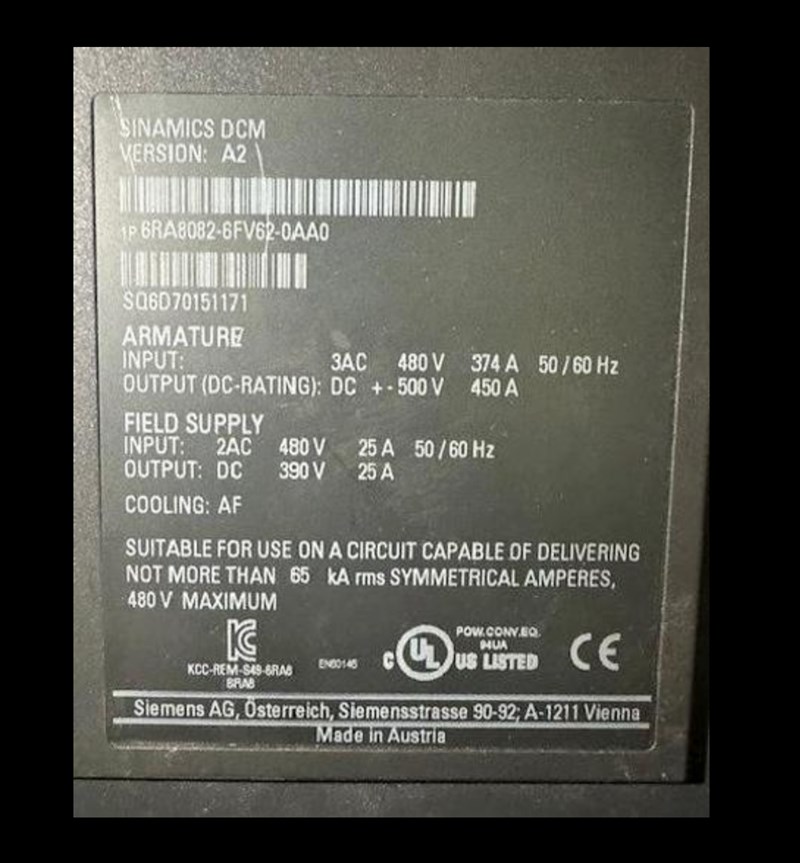 Used Siemens Sinamics DCM 6RA8082-6FV62-0AA0 Drive | PressCity