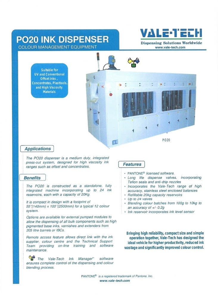 Used Vale Tech PO 20 - Ink Dispenser year 2009 | PressCity