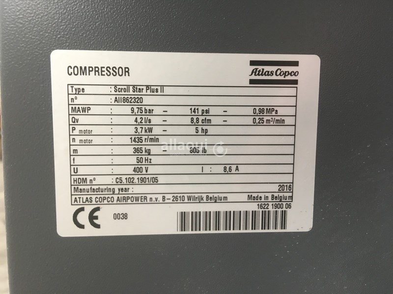 Usado Atlas Copco Scroll Star Plus II year 2016 | PressCity