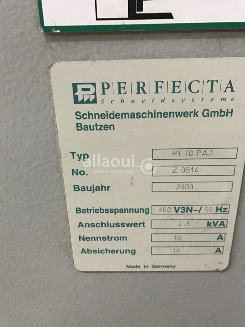 Used Perfecta PT 10 PAJ year 2003 | PressCity