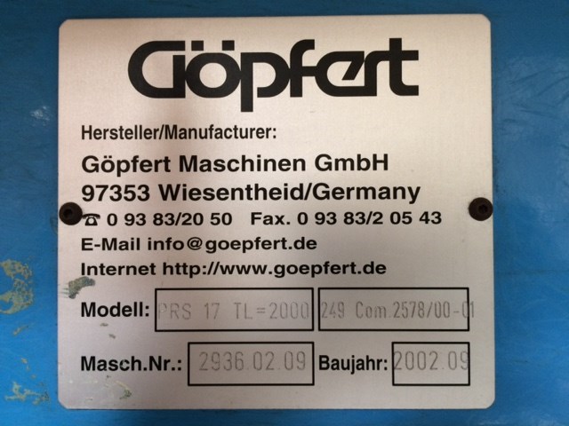 Used Gopfert Stand Alone Die Cutter year 2002 | PressCity